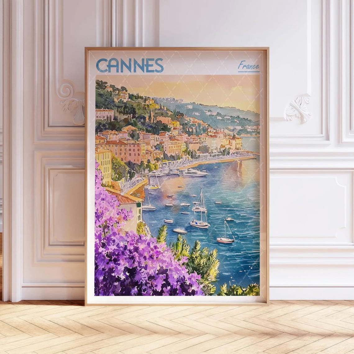 Cannes France Pastel Travel Poster, Stretched Size 12x18 - Walmart.com
