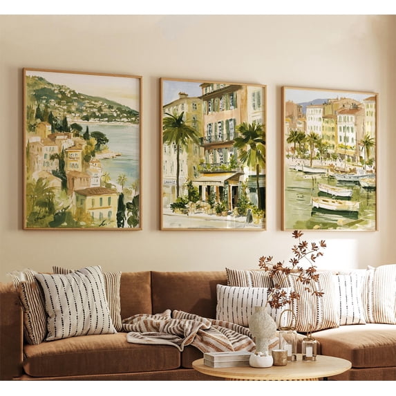 Cannes France Poster Impressionist Coastal Art Mediterranean Cityscape ...