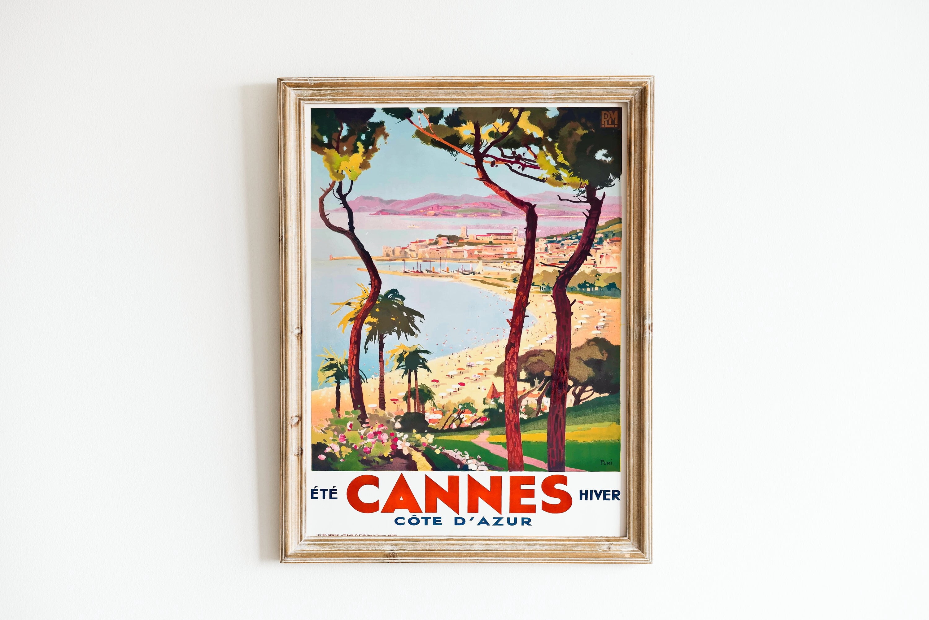 Cannes France Vintage Travel Poster: French Riviera Art Print, Poster ...