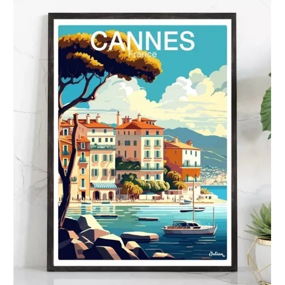 Cannes - South Of France Travel Poster Modern Wall Art Home Decor ...
