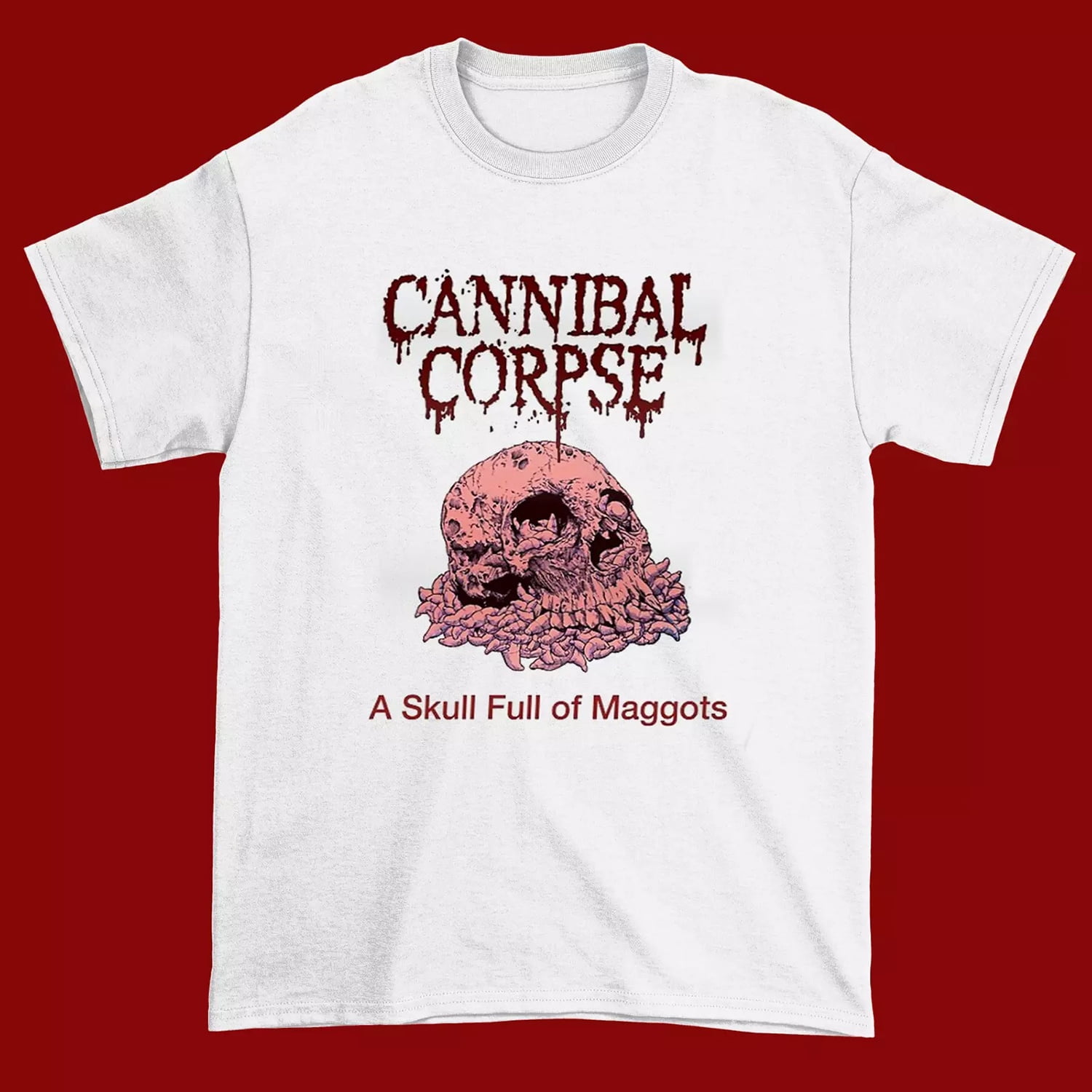Cannibal Corpse Shirt A Skull Full of Maggots White Unisex Tshirt, L ...