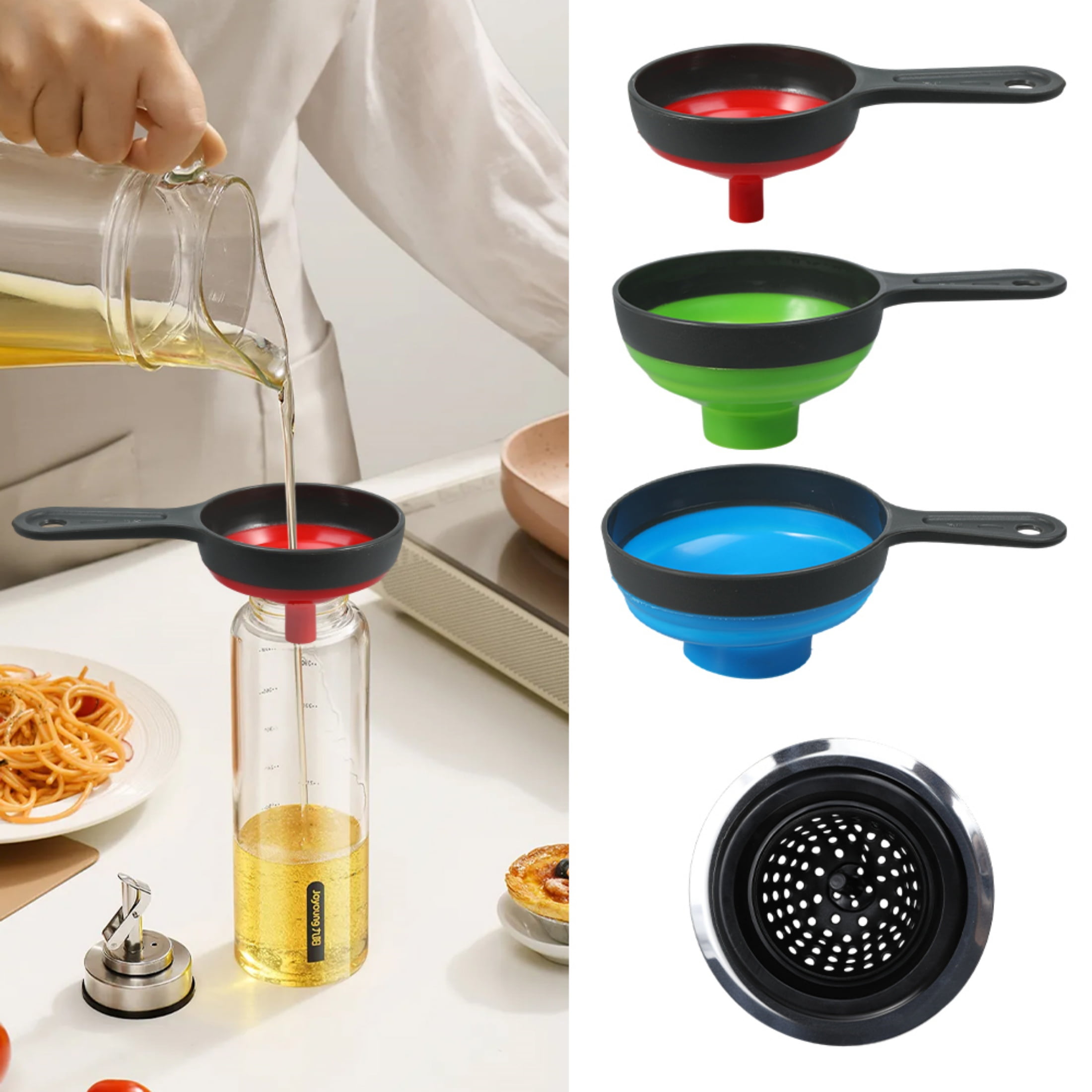 Canning Funnel with Strainer - Wide Mouth Food Funnels for Kitchen Use ...
