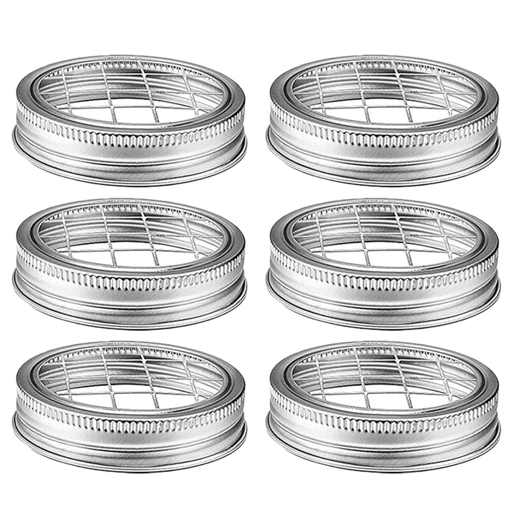 Canning Jar Flower Holder Lid 6 Sets Grillwork Stainless Steel Cover ...