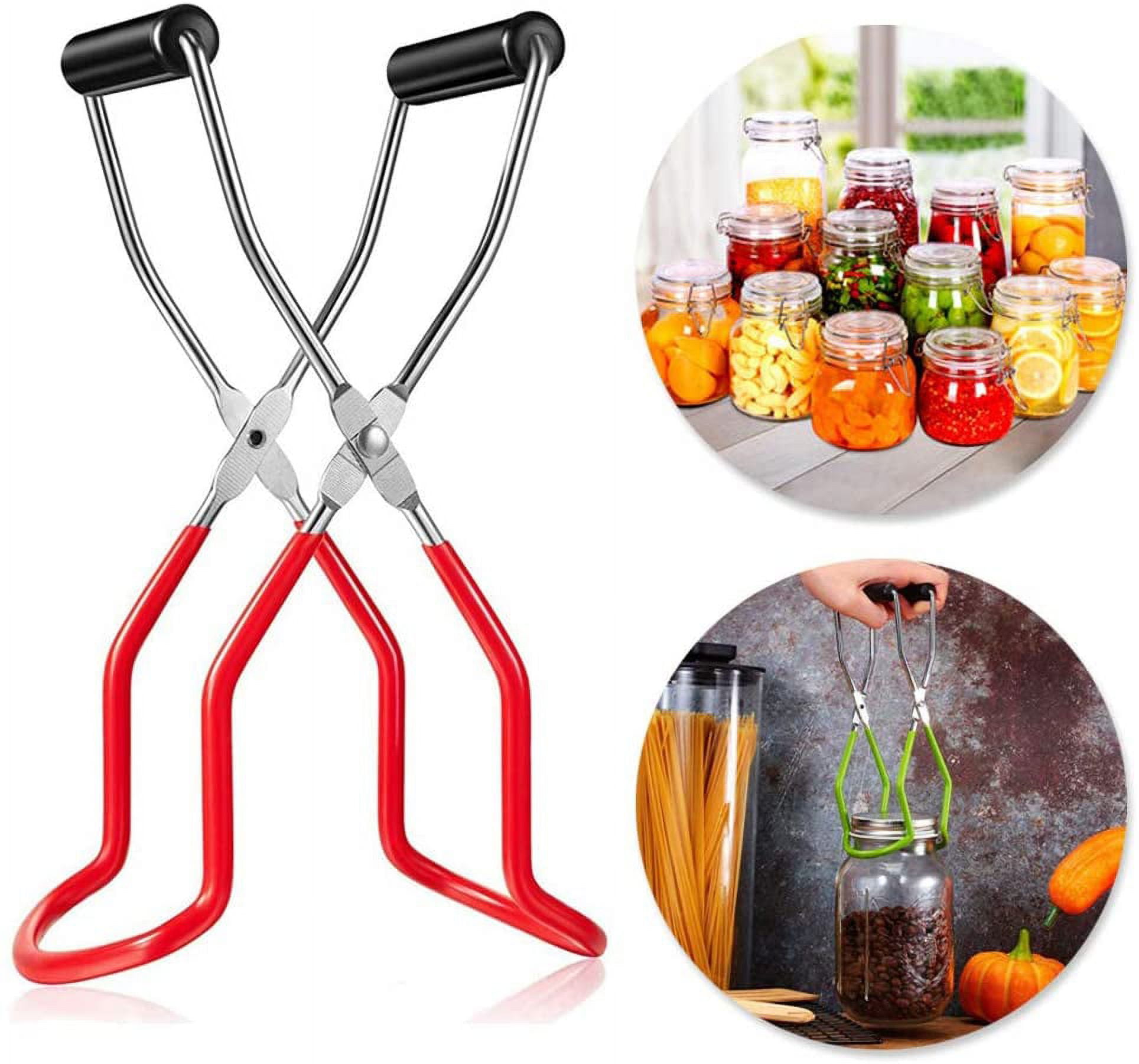 Canning Jar Lifter with Rubber Grips, Non-slip Anti-Scalding Wide-Mouth ...
