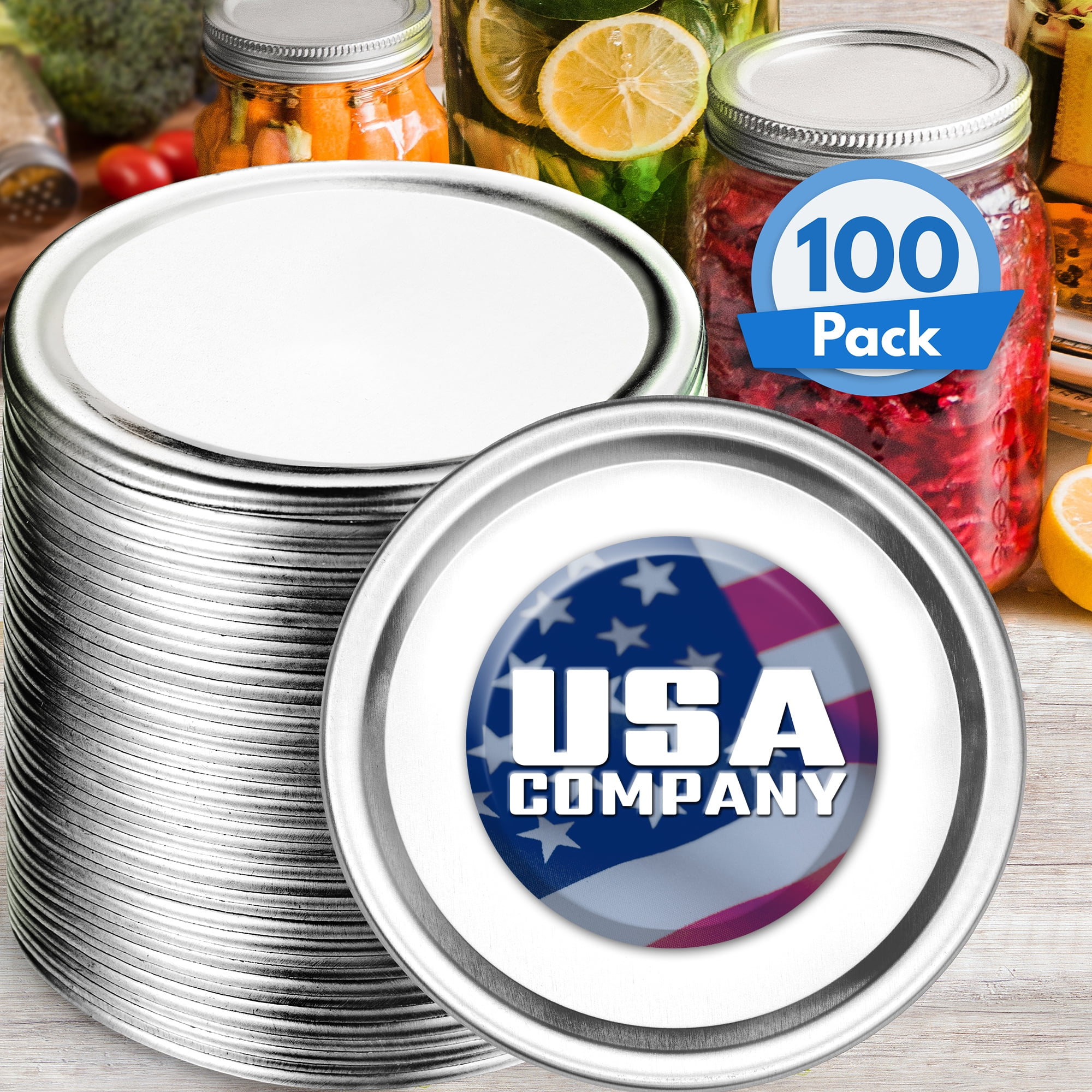 KapStrom Canning Lids, 100 ct., Wide Mouth 86 mm, Food-Grade Seal ...