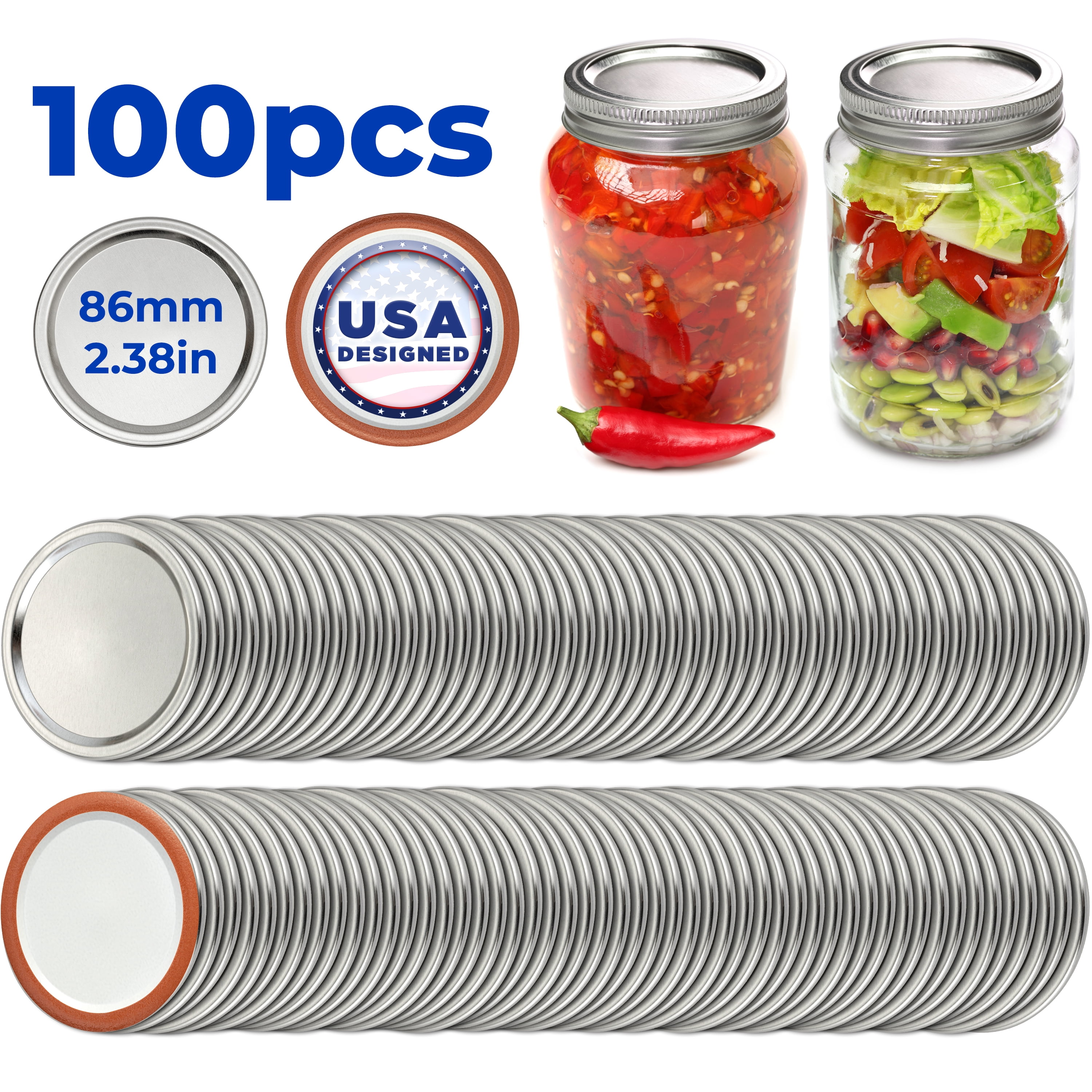 EcoEarth Canning Lids, Wide-Mouth 86 mm, 100 Ct, Airtight Seal, Rust ...