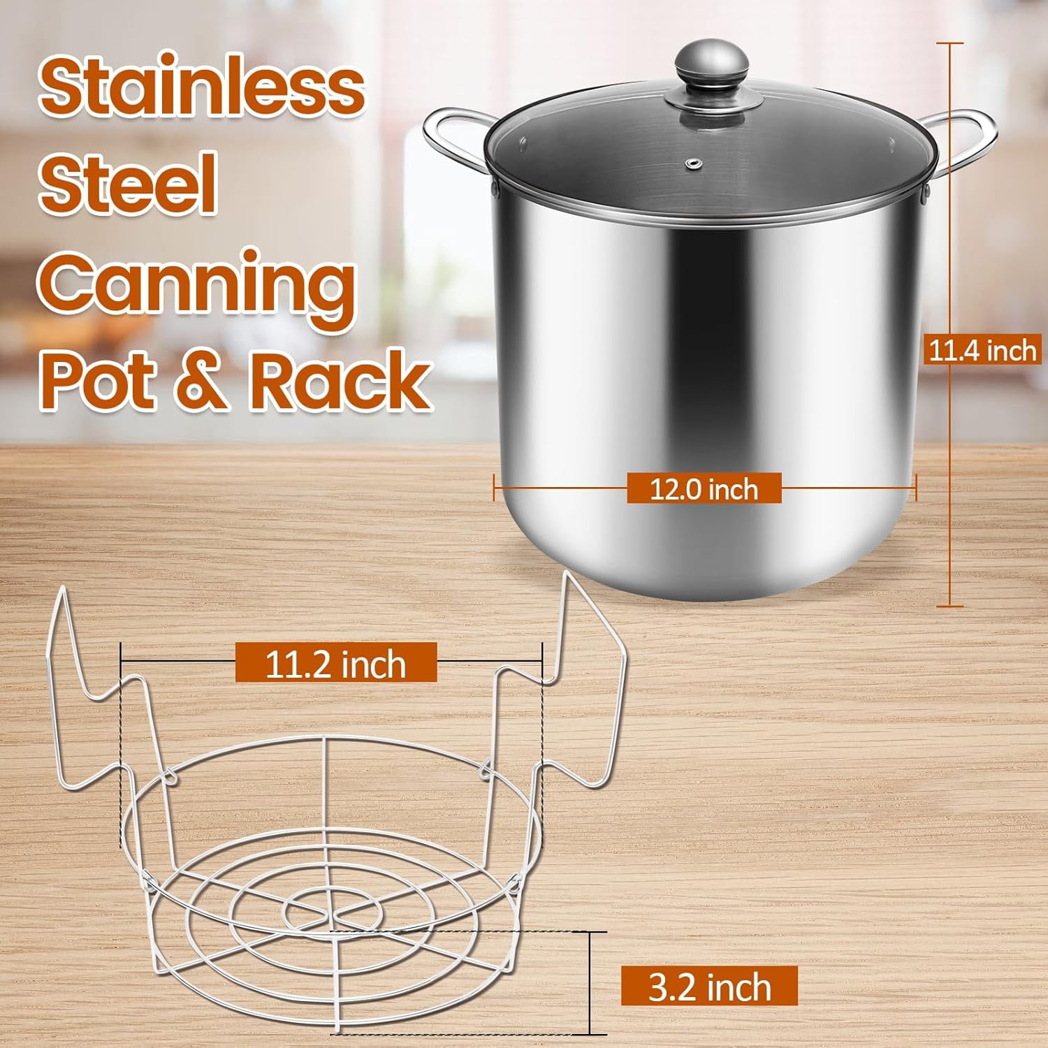 Canning Pot with Lid & Rack, 21.5 QT Stainless Steel Water Bath Canner ...
