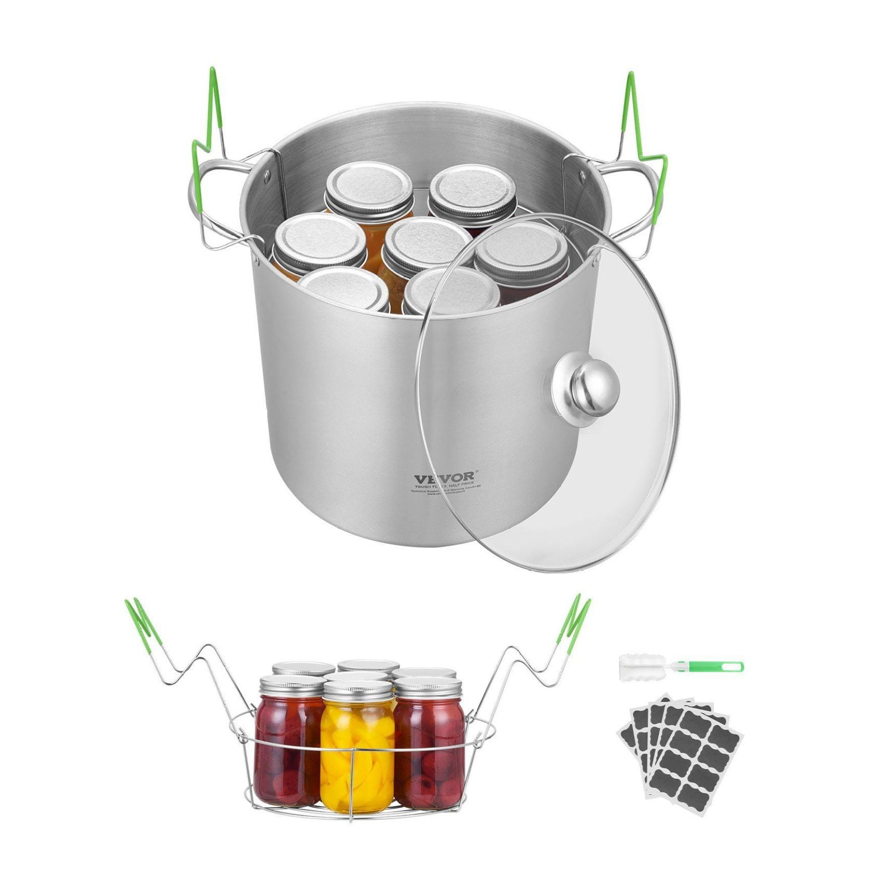 Canning Pot with Rack and Glass Lid 21 QT Stainless Steel Waterbath ...