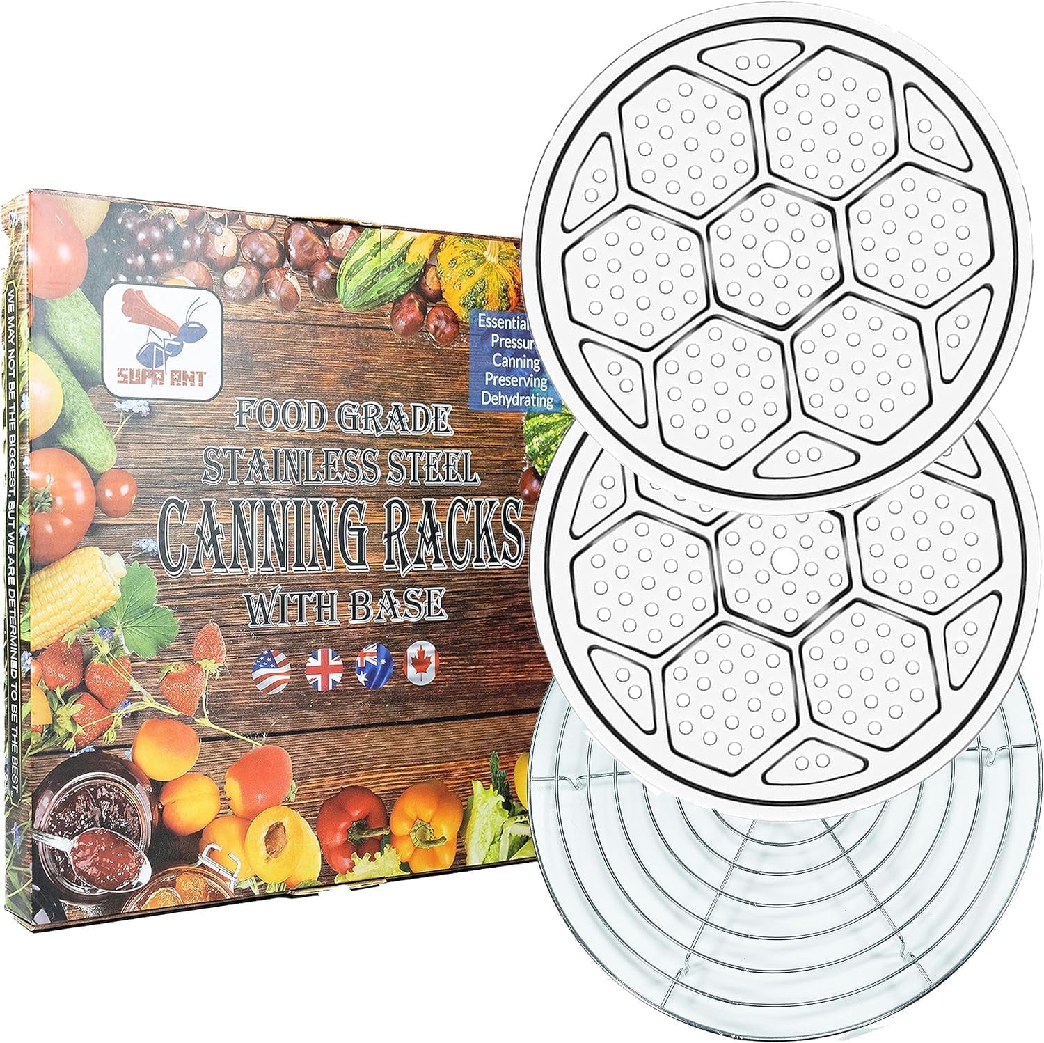 Supa Ant Canning Rack for Water Bath Canner, Stainless Steel Canning ...