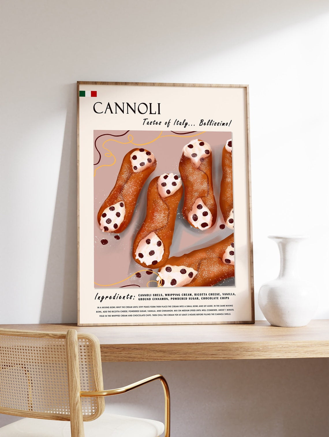 Cannoli Food Poster, Italian Food Art, Dessert Poster, Dessert Print ...