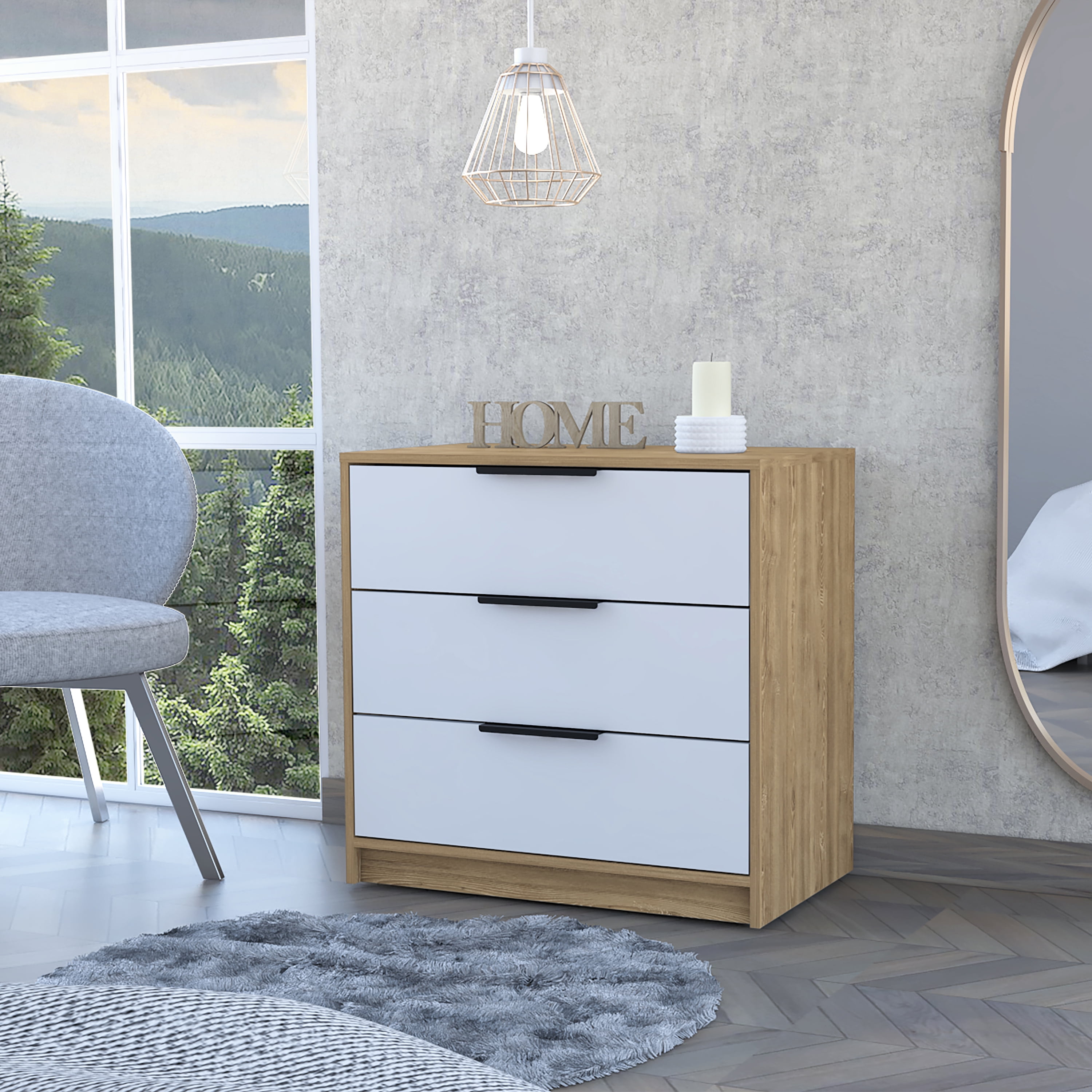 Cannon 3-Drawer Dresser White and Light Oak - Walmart.com