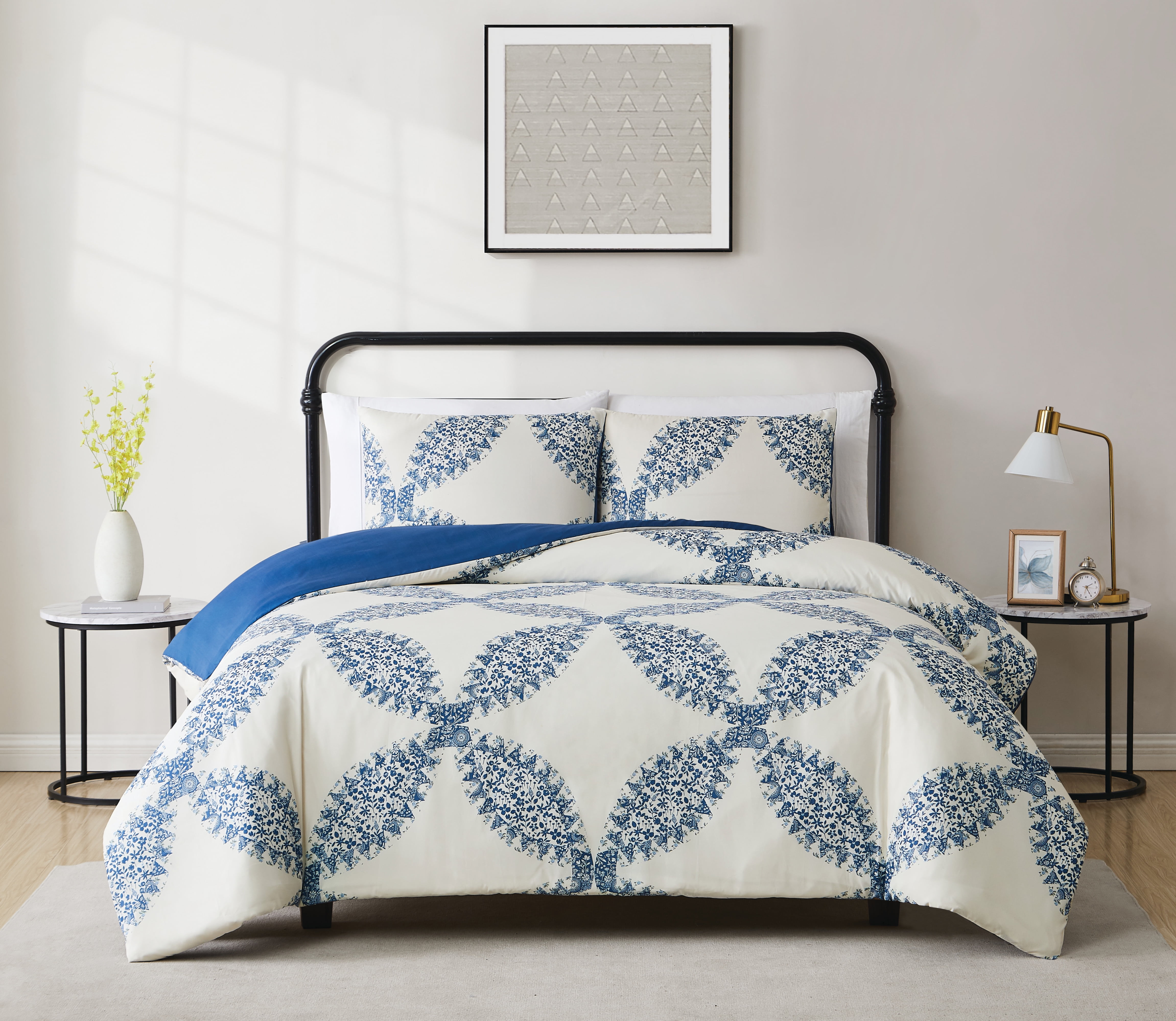 Cannon Abigail Comforter Set Cream and Blue Polyester 2-Piece Twin ...