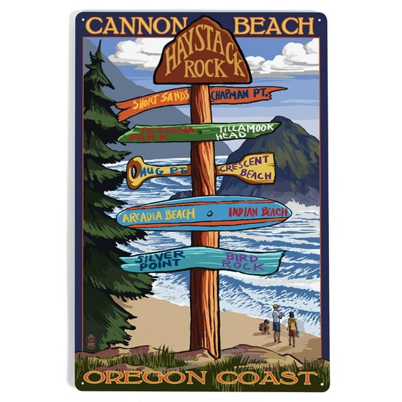 Cannon Beach, Oregon, Destinations Sign (12x18 Aluminum Art, Indoor ...