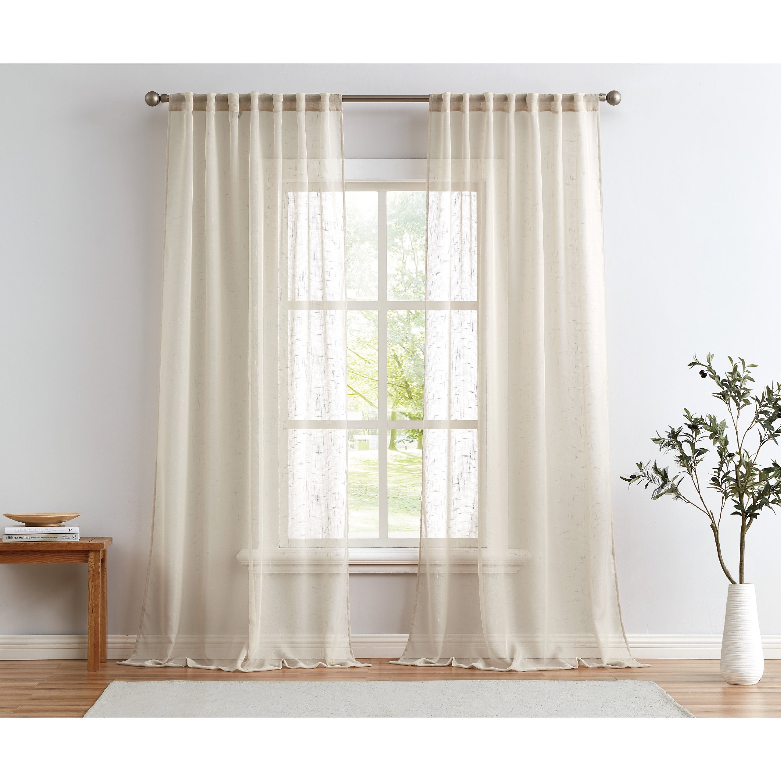 Cannon Sheer Ivory Window Panel Pair 50x96 Polyester Light Filtering ...