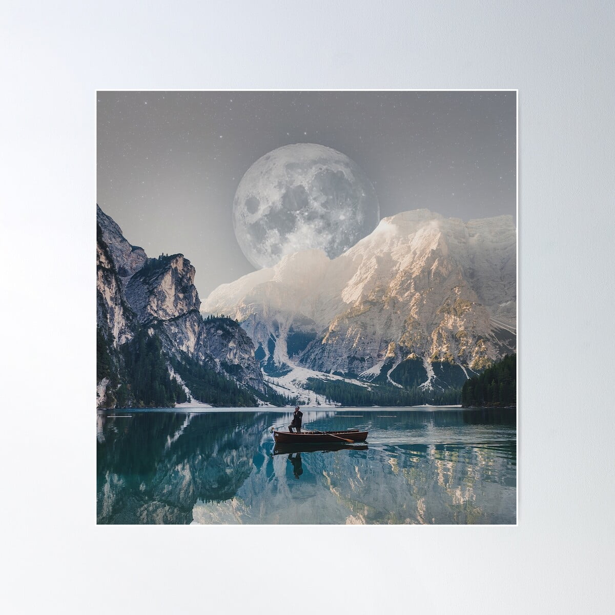 Canoe And Lake Poster Wall Art, Modern Wall Decor For Living Room ...