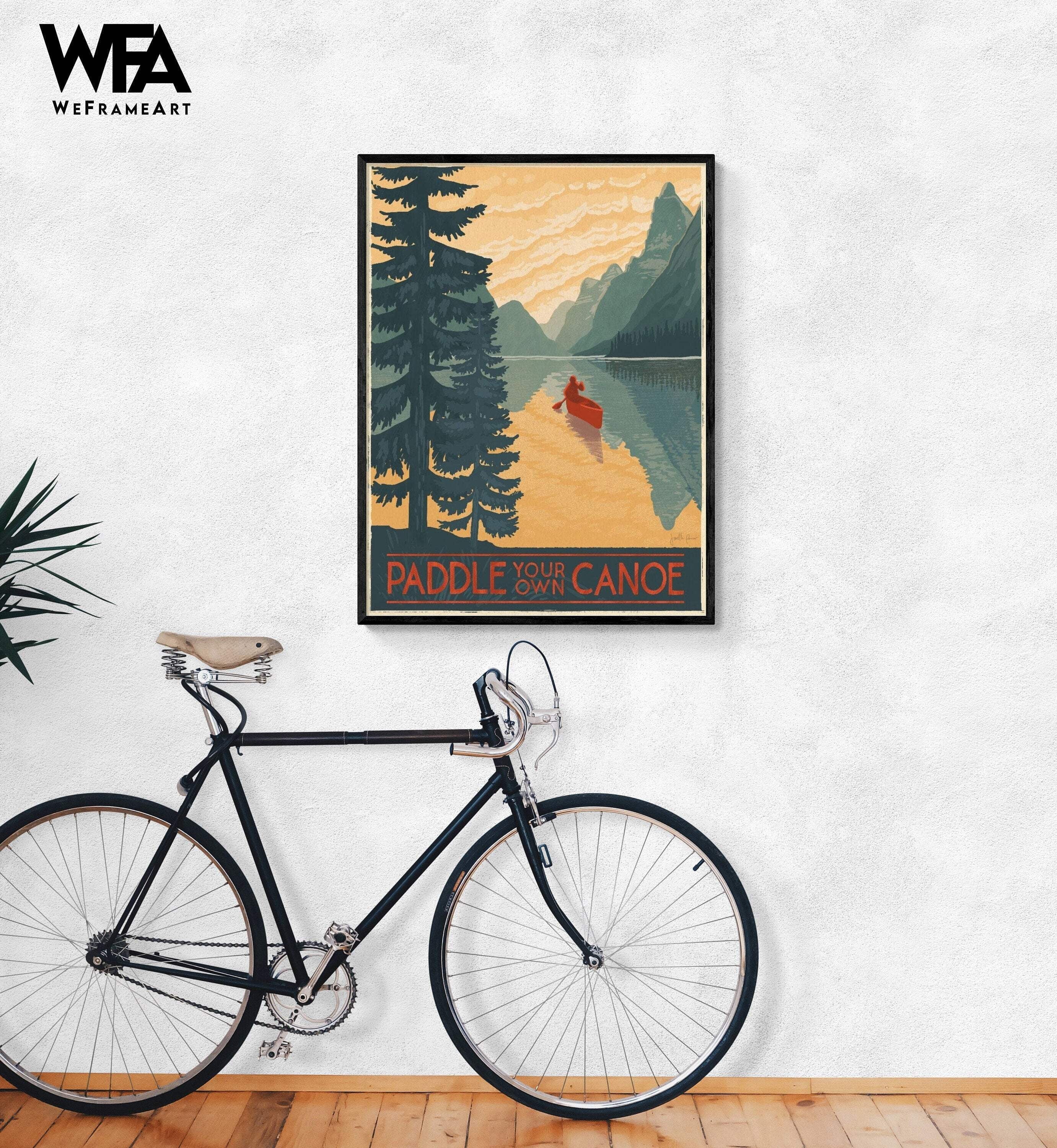 Canoe Art Poster Print, Framed Paddling Poster Print, Canoe Poster ...