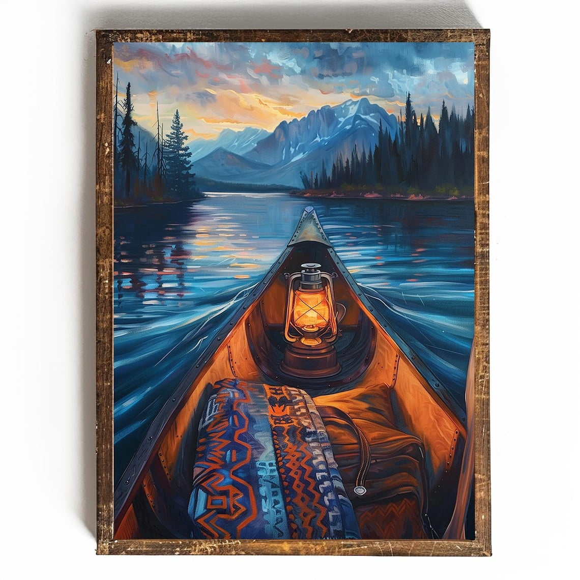 Canoe At Dusk Poster Montana Inspired Wall Art Washing State Artwork ...