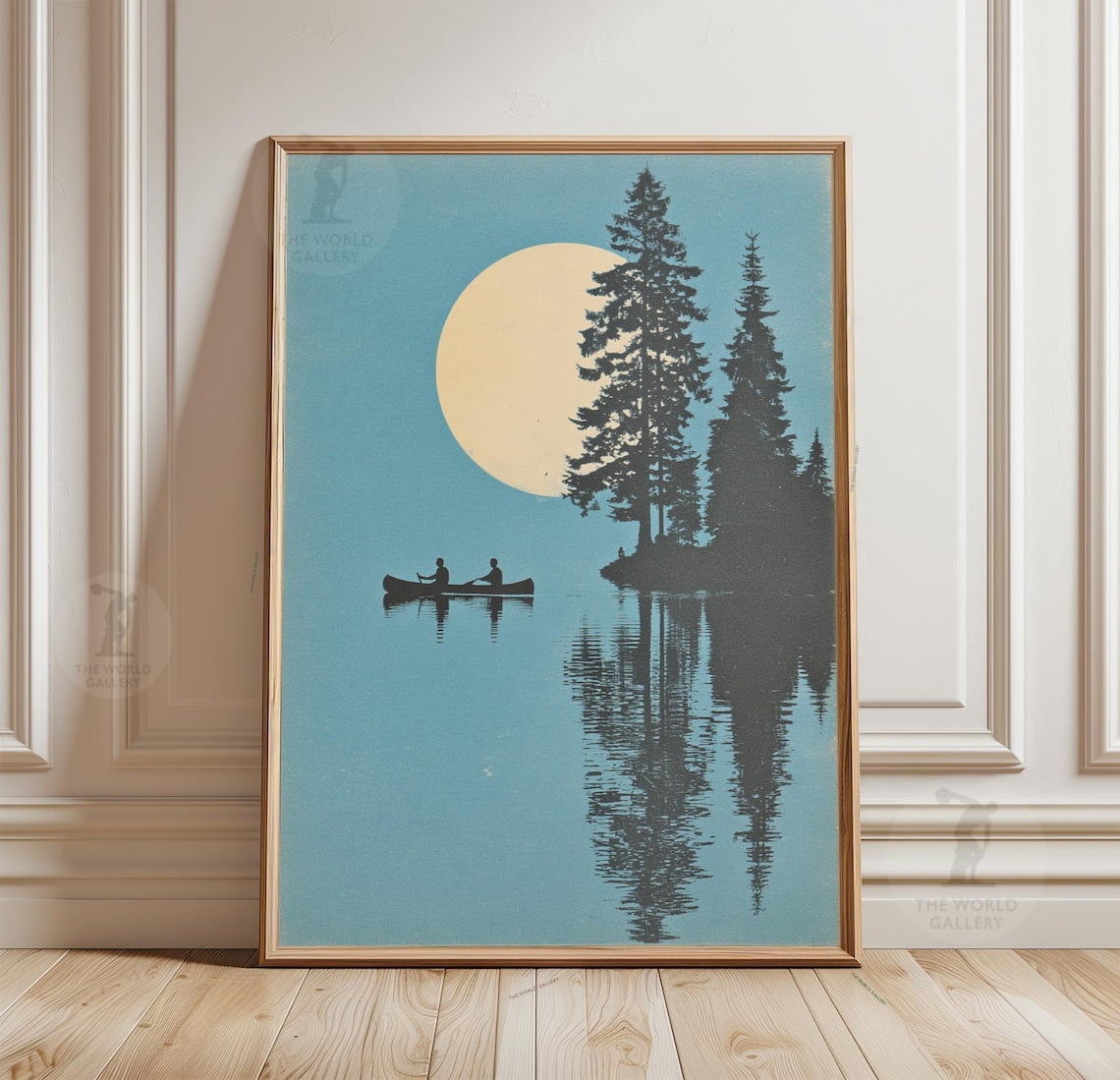Canoe Lake Poster Minimalist Landscape Art Mid Century Nature Decor ...