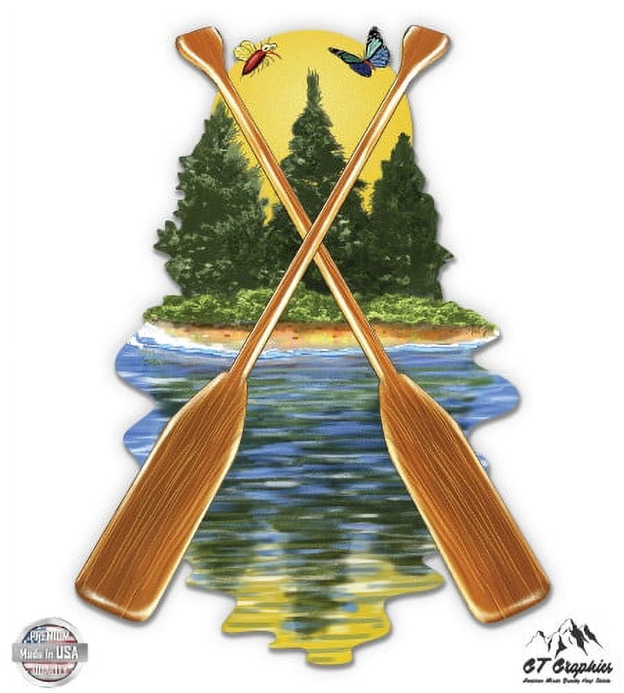 Canoe Paddles Camping Nature - 5" Vinyl Sticker - For Car Laptop I-Pad ...