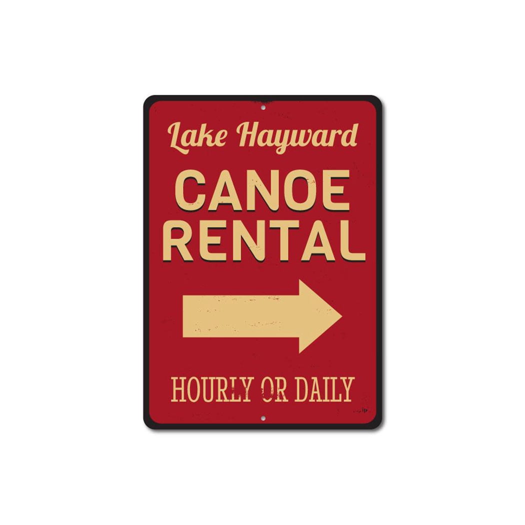 Canoe Rental Arrow Sign, Custom Hourly Or Daily Rates Lake Sign, Lake ...