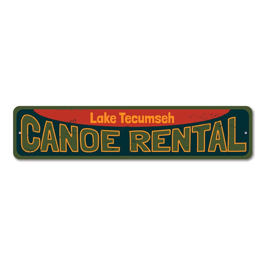 Canoe Rental Sign Lake Name Sign Lake House Metal Decor Sign Size: 4 x ...