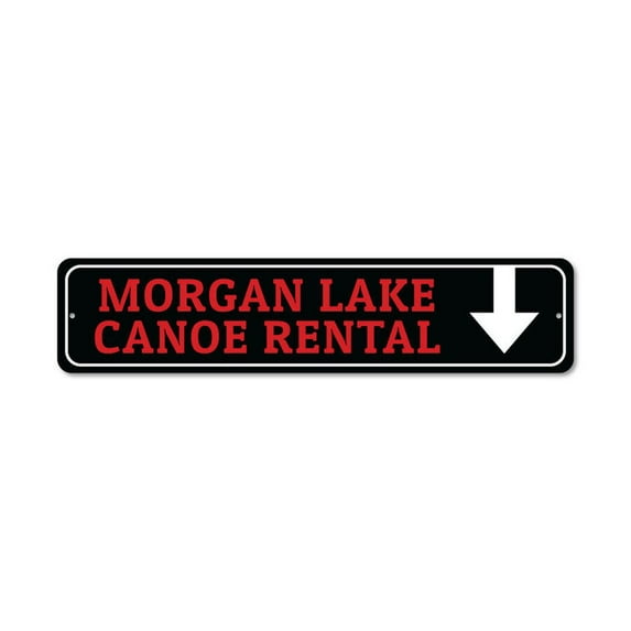 Canoe Rental Sign Lake Sign Arrow Sign Lake Metal Wall Decor Size: 4 x ...