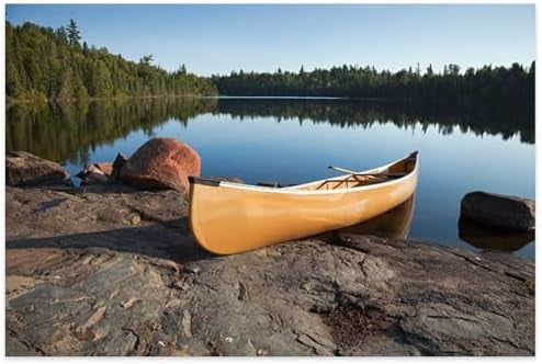 Canoe Rocky Shore Calm Lake Pine Trees Puzzle Game for Family Wooden ...