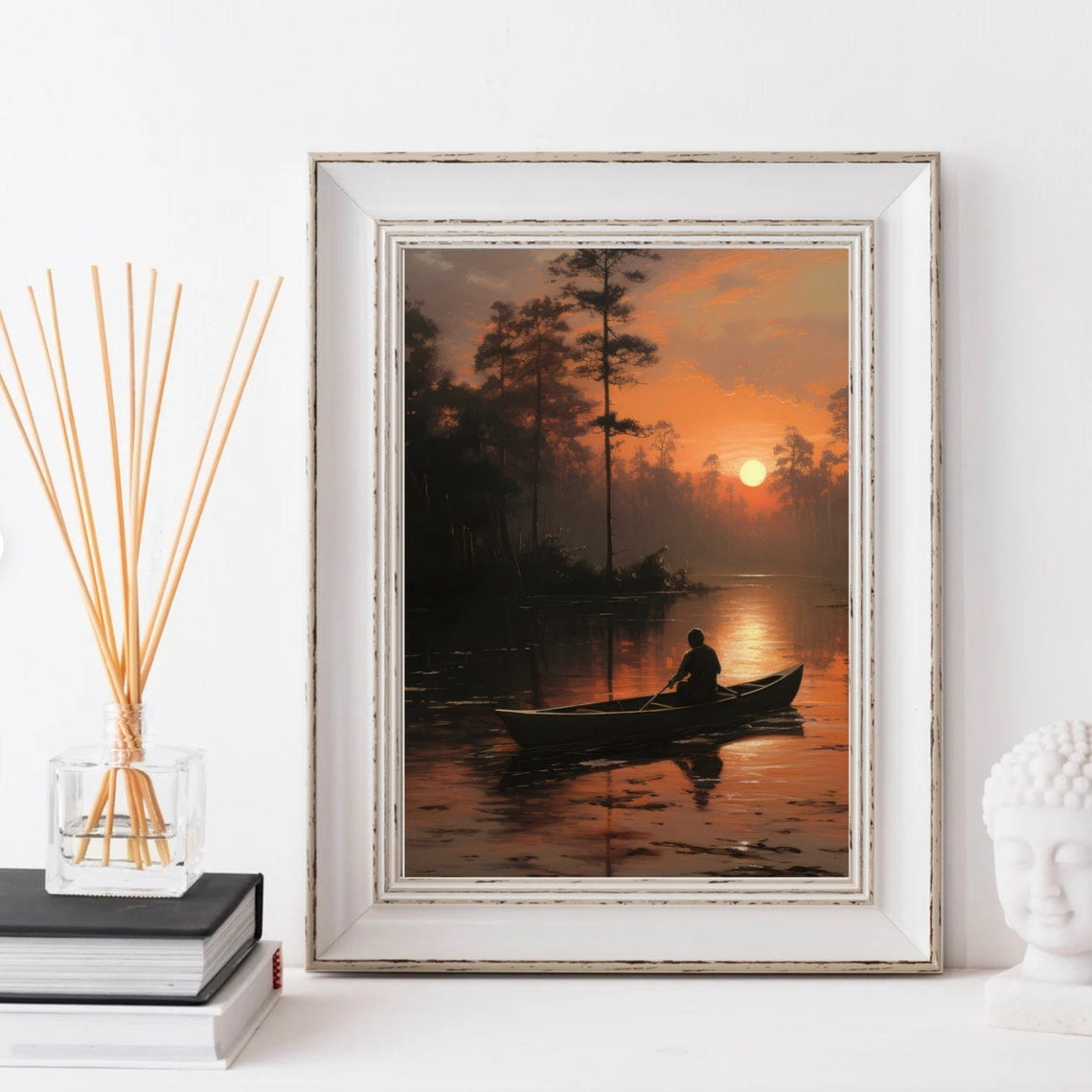 Canoe Sunset Wall Art Sunset Canoe art, Unframed Canvas - Walmart.com