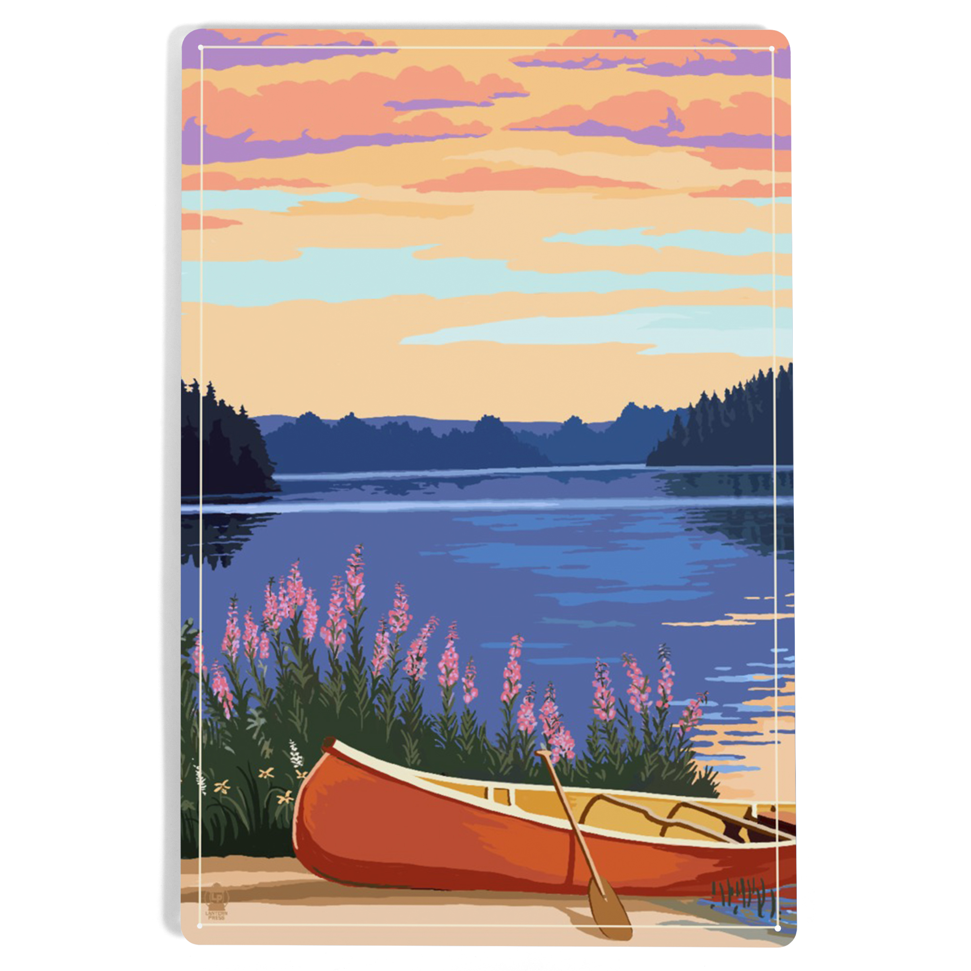 Canoe and Lake (12x18 Aluminum Art, Indoor Outdoor Metal Sign Decor ...
