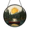 Canoe on Forest Lake Stained Glass Style Suncatcher – Window Hanging ...