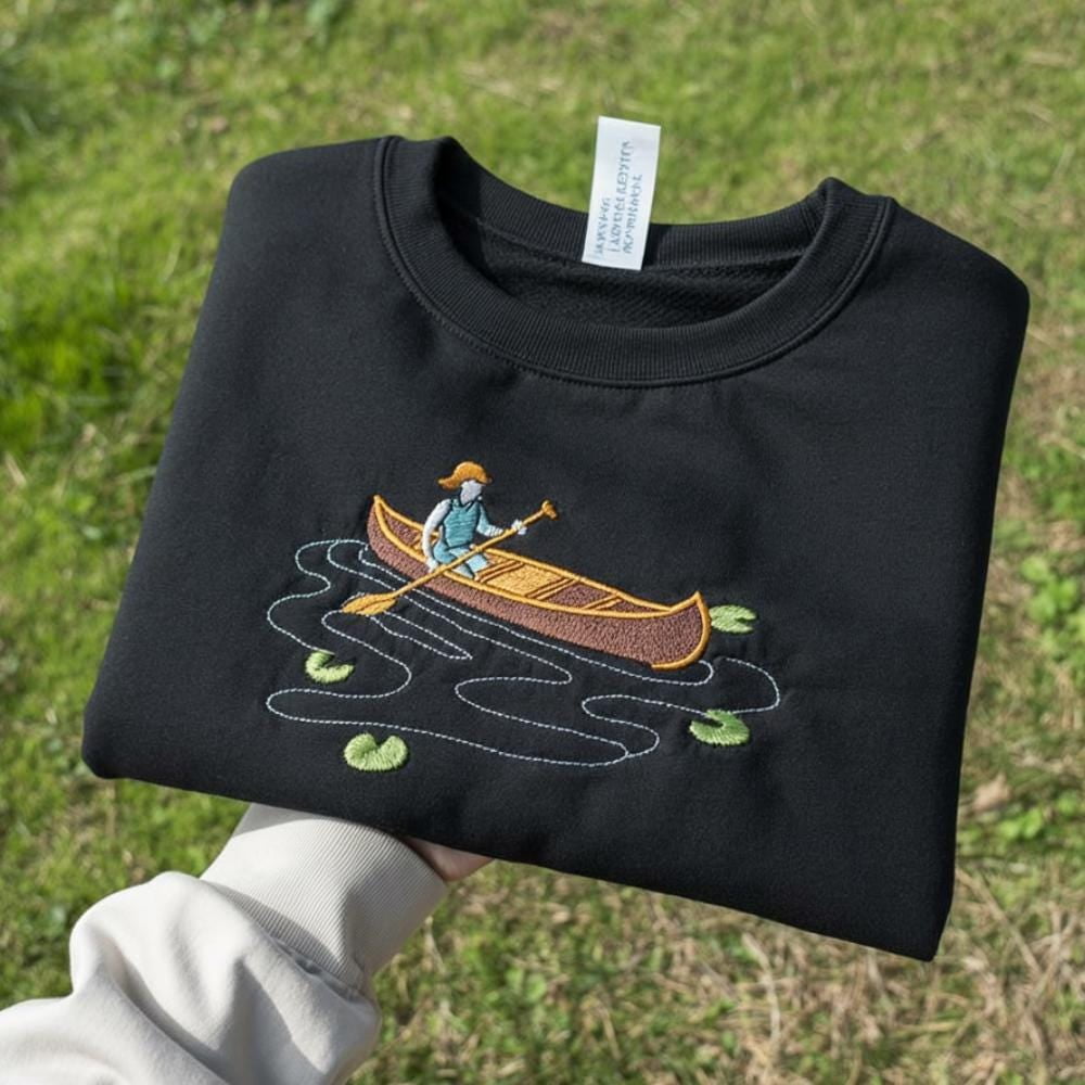 Canoeing Adventures Embroidered Sweatshirt Outdoor Paddle Crewneck ...