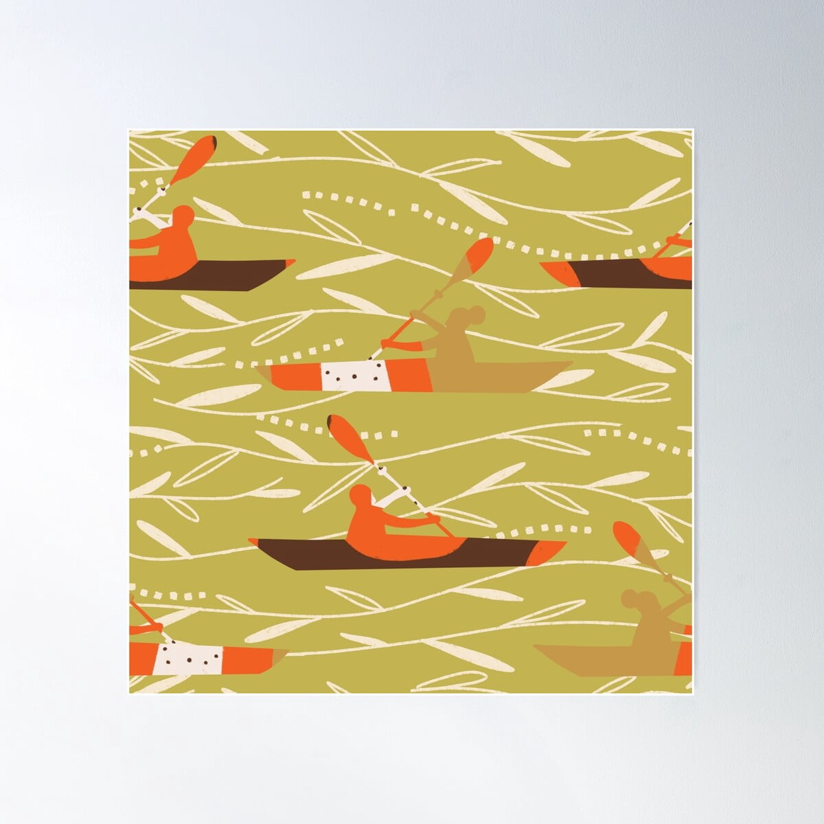 Canoeing At The Lake Sports Sage Poster Wall Art, Modern Wall Decor ...
