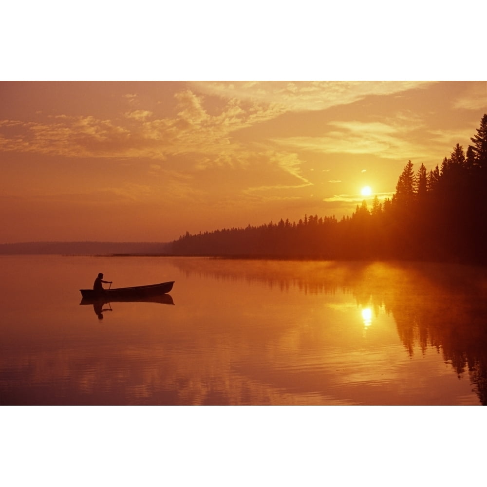Canoeing On Childs Lake At Sunrise Duck Mountain Provincial Park ...