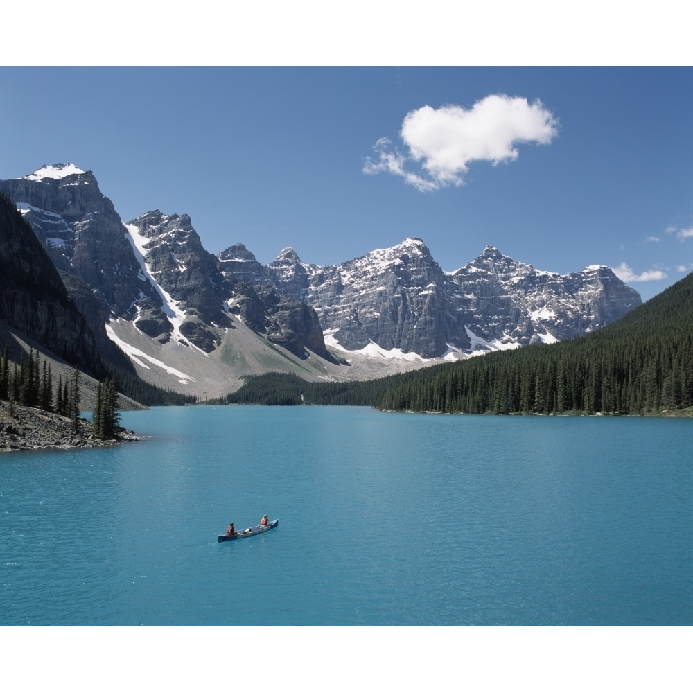 Canoeing On Moraine Lake Banff National Park; Alberta Canada Poster Print - Walmart.com