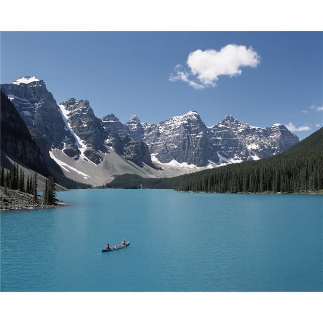 Canoeing On Moraine Lake Banff National Park; Alberta Canada Poster ...