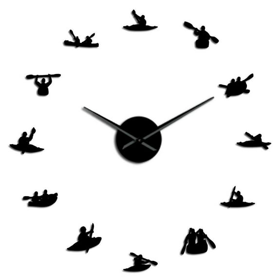 Canoeing Sports Frameless Wall Clock Stickers, DIY Modern Decorative ...