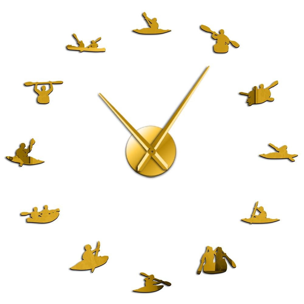 Canoeing Sports Frameless Wall Clock Stickers, DIY Modern Decorative ...