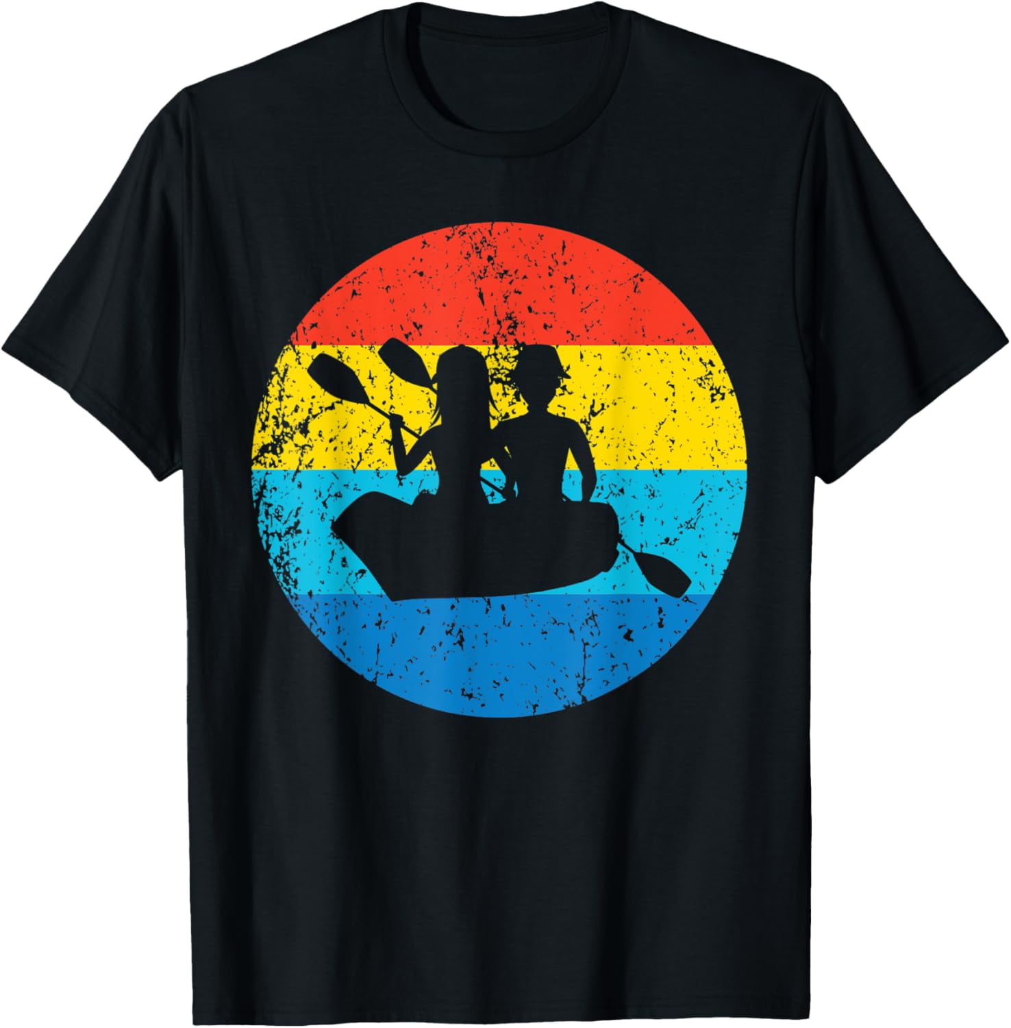Canoeing Vintage Canoe Retro 1970's Style Circle T-Shirt men and women ...