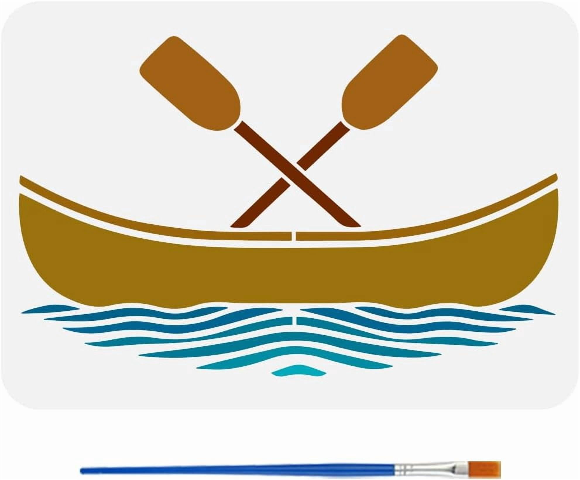 Canoes Painting Template with Brush 11.6x8.2inch Paddles Painting ...