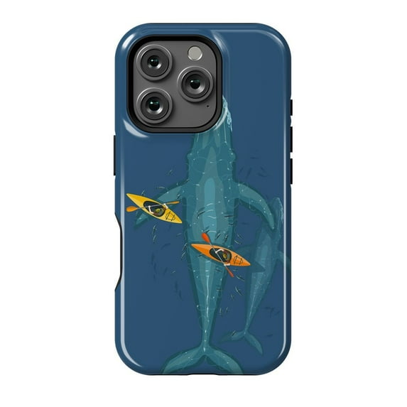 Canoes on Whale Family Nautical Ocean Artwork Phone Case 11 12 13 14 15 ...