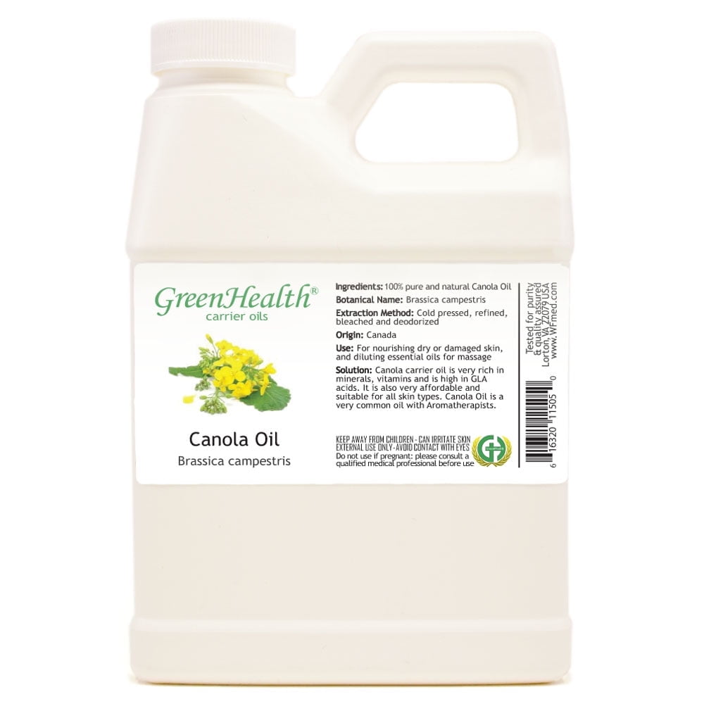 Canola Oil - 16 fl oz - White Plastic Jug w/ Cap - 100% Pure Carrier Oil - GreenHealth - Walmart.com