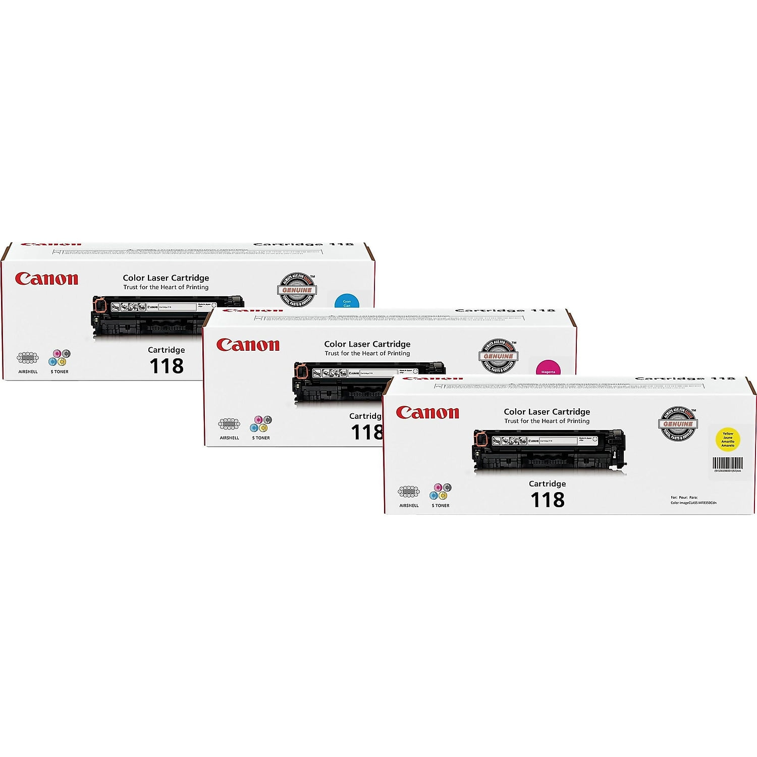 Canon 118 Laser Printer Color Toner Cartridges, Standard Yield 1385482 ...