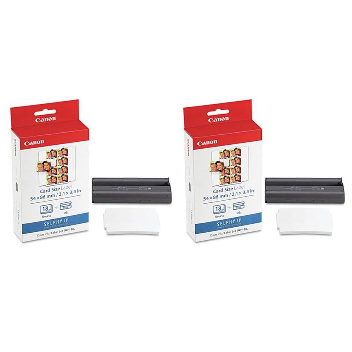 Canon 2 Pack KC-18IL Color Ink Cartridge and Mini Label Set, 18 Sheets ...