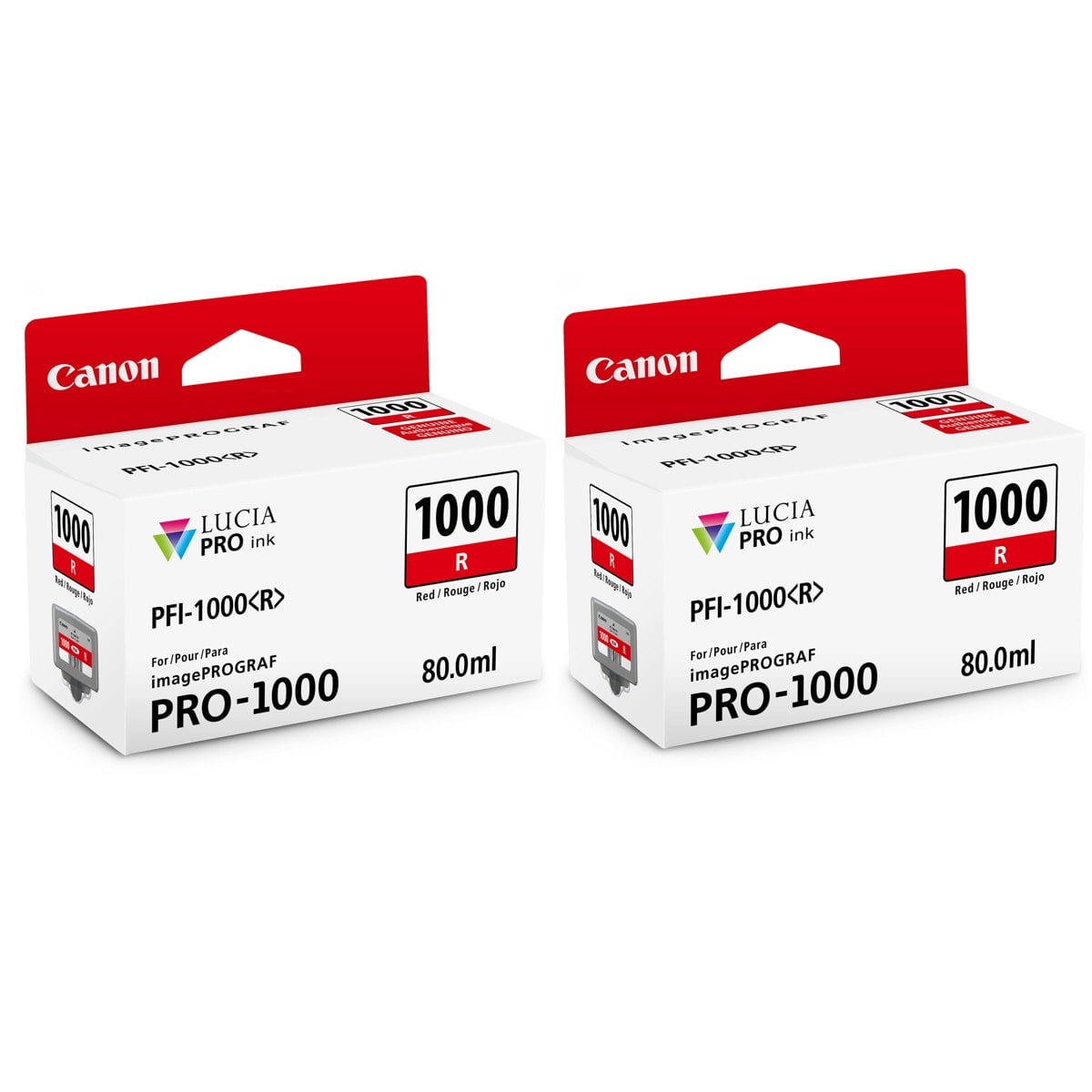 Canon 2 Pack PFI-1000R Red LUCIA PRO ink for imagePROGRAF PRO-1000 ...