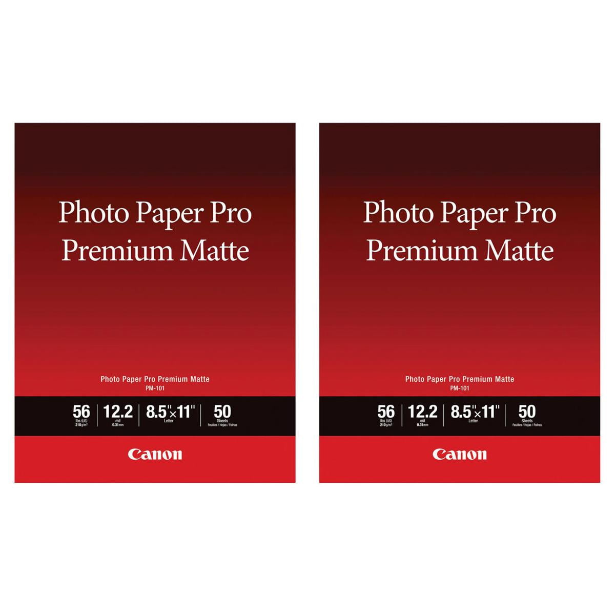 Canon 2 Pack Pro Premium Matte PM-101 Photo Paper, 8.5x11", 50 Sheets ...