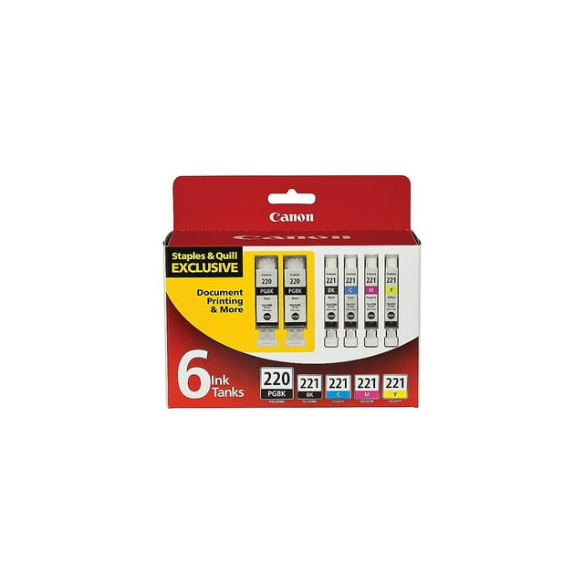 Canon 220/221 Value Pack Black/Color Ink Tank Cartridges 6/Pack ...