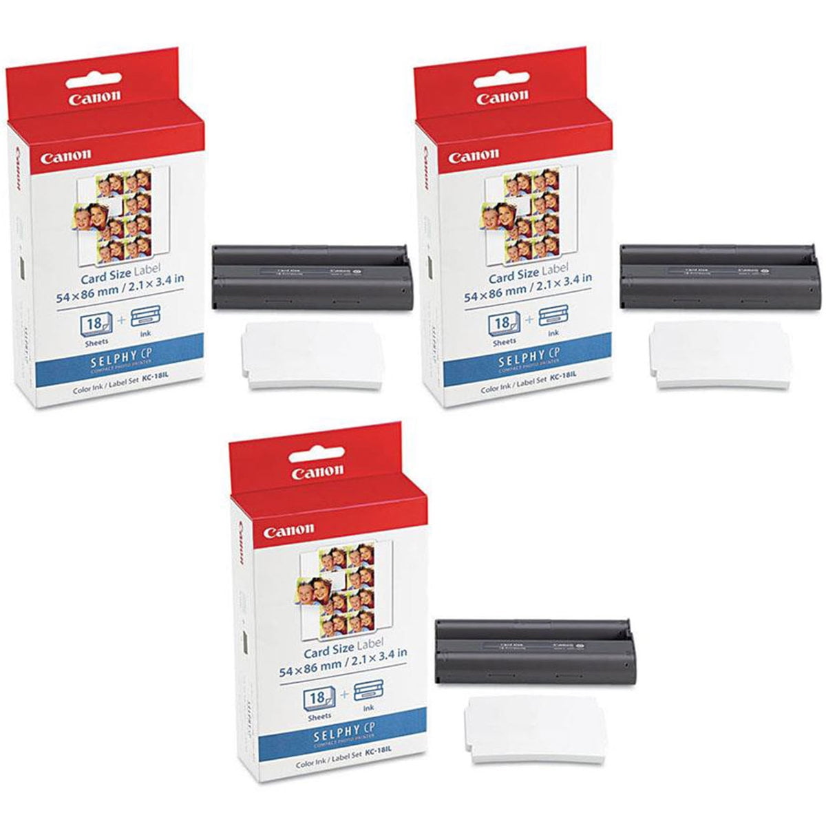 Canon 3 Pack KC-18IL Color Ink Cartridge and Mini Label Set, 18 Sheets ...