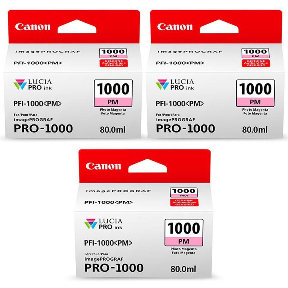 Canon 3 Pack PFI-1000PM Photo Magenta LUCIA PRO ink for imagePROGRAF ...