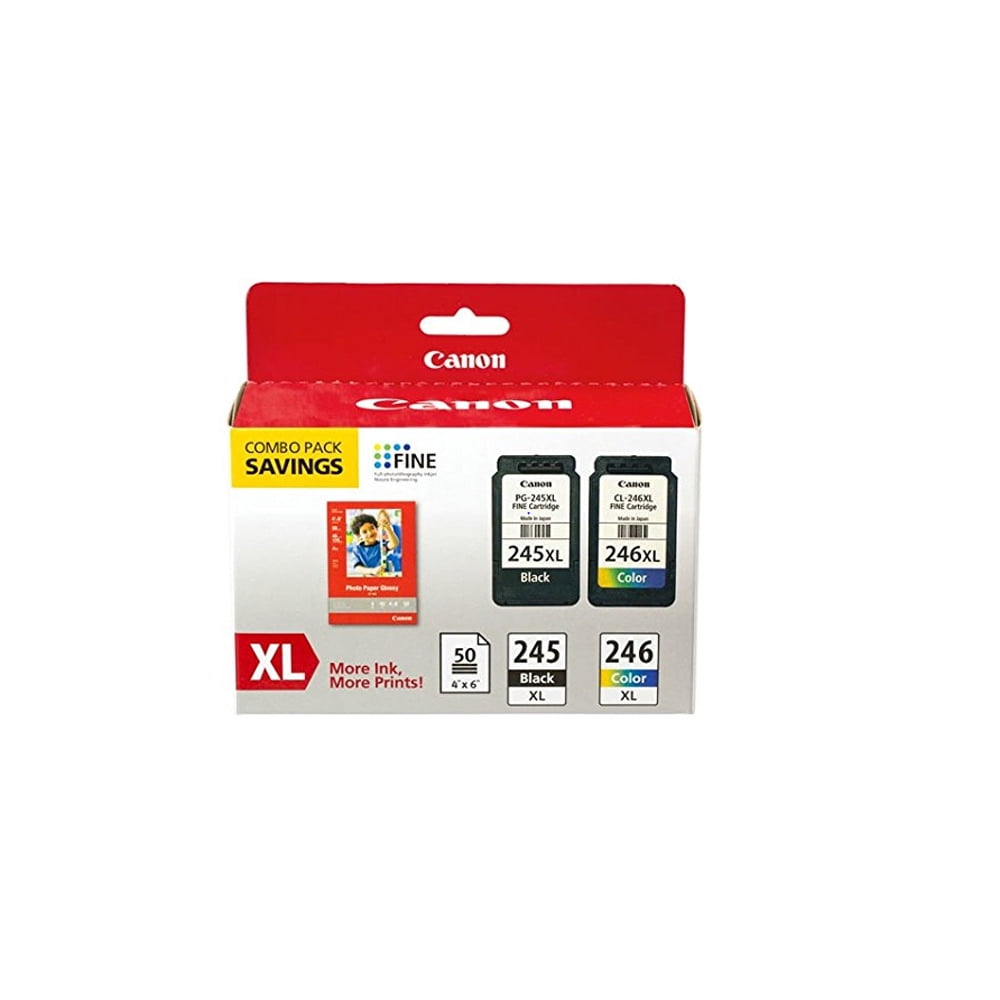 Canon FINE Cartridge PG-245XL/CL-246XL Ink & Paper Combo Pack, Black ...
