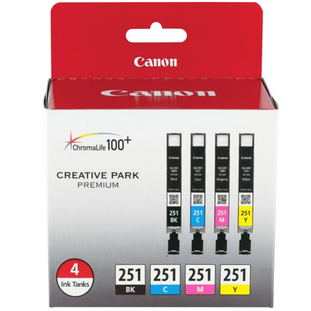 Canon CLI-251 BK/CMY 4 Pack Ink Cartridge, Compatible with PIXMA InkJet ...